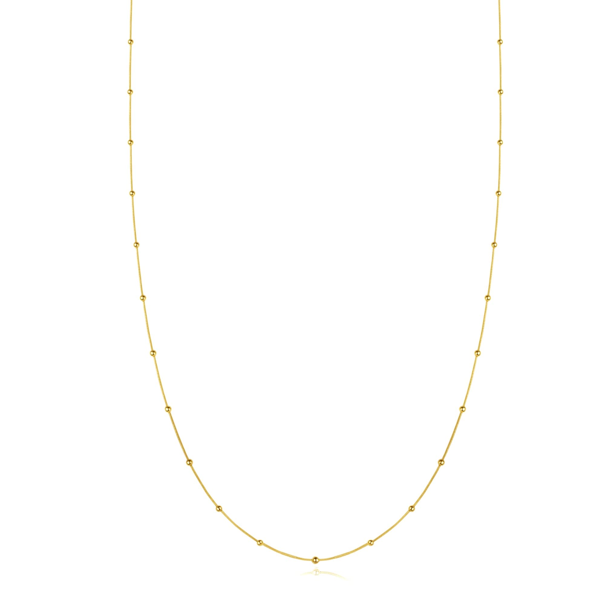 Extra Long 60 Inches Chain Beads Station Long Necklace Gold