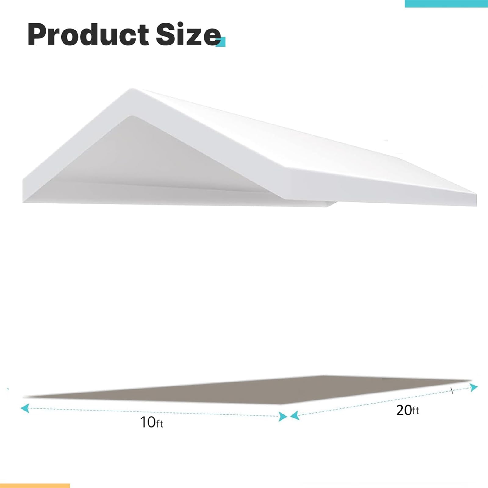 FORALEBEN Carport Replacement Canopy Cover for 12' x 20' Car Tent Top Garage Shelter Cover Tarp with Ball Bungees (Only Top Cover, Frame Not Include) White