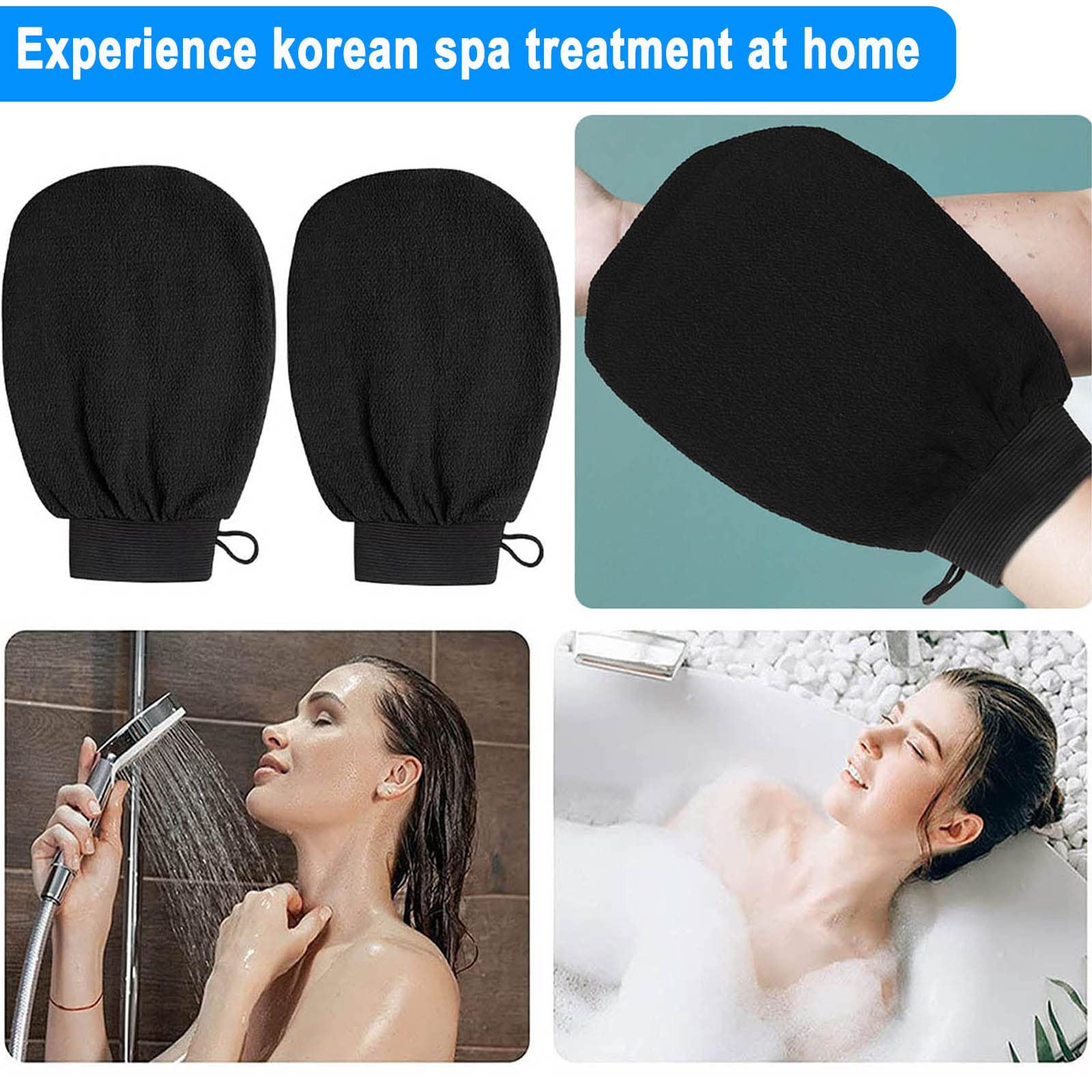 Deep Exfoliating Mitts, 2 Pack Microdermabrasion Exfoliating Gloves for Cleaning Skin, Removes Dead Skin and Dirt, Great for Self-Tanning Preparation, Home Exfoliating Gloves