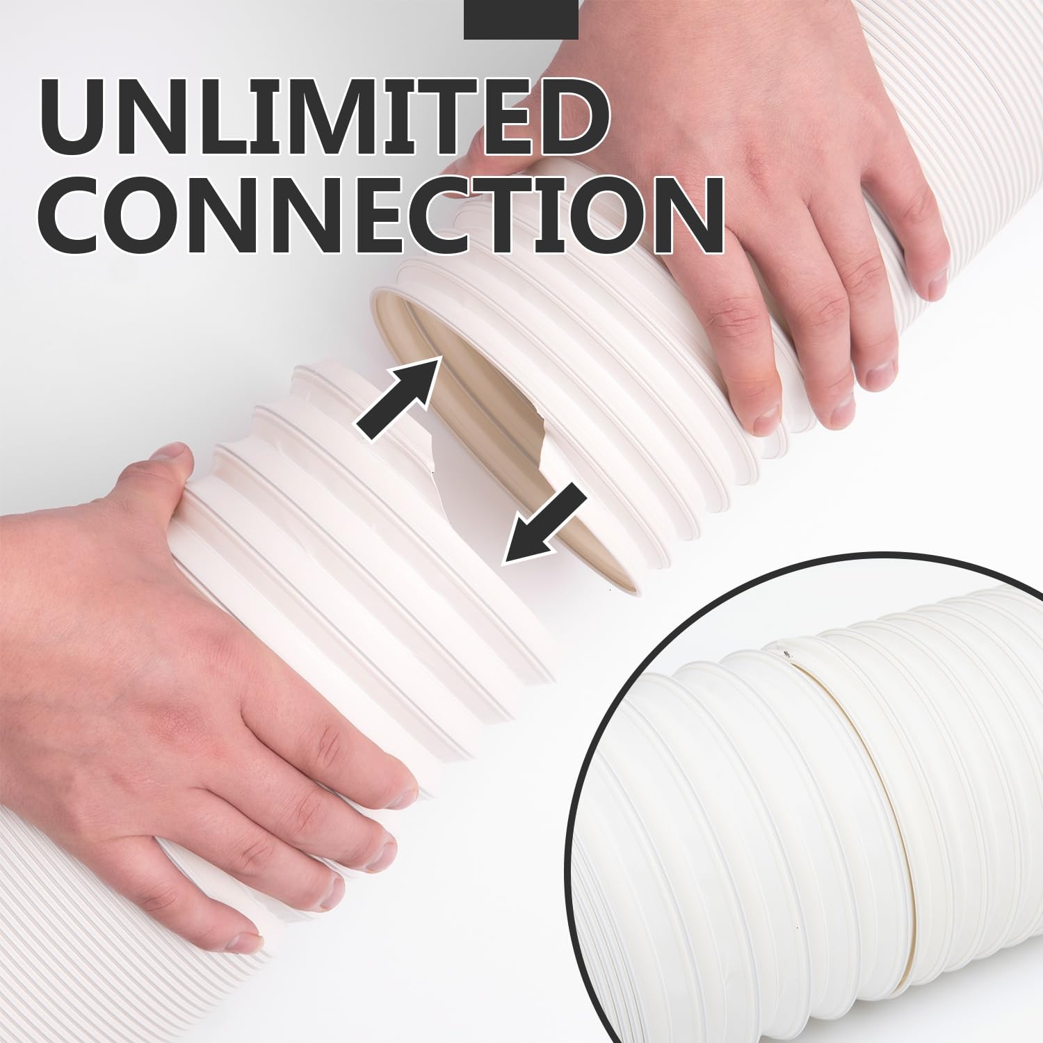 YoleShy 5 Inches Diameter Portable Air Conditioner Exhaust Hose Portable AC Hose with Clockwise Thread 80 Inch Length Compatible with Delonghi and More