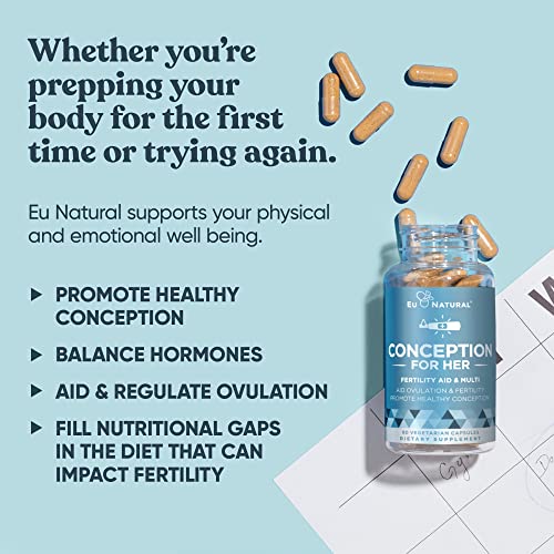 Conception Fertility Supplements for Women β Aids Ovulation, Hormonal Balance, & Regular Cycles β Prenatal Vitamin Support with Myo-Inositol, Folate, Folic Acid, Vitex β 60 Vegetarian Soft Capsules