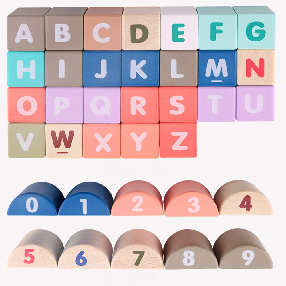 Wooden Building Blocks Set, City Construction Stacker Stacking Preschool Learning Educational Toys, Toddler Toys for 3+ Year Old Boy and Girl Gifts