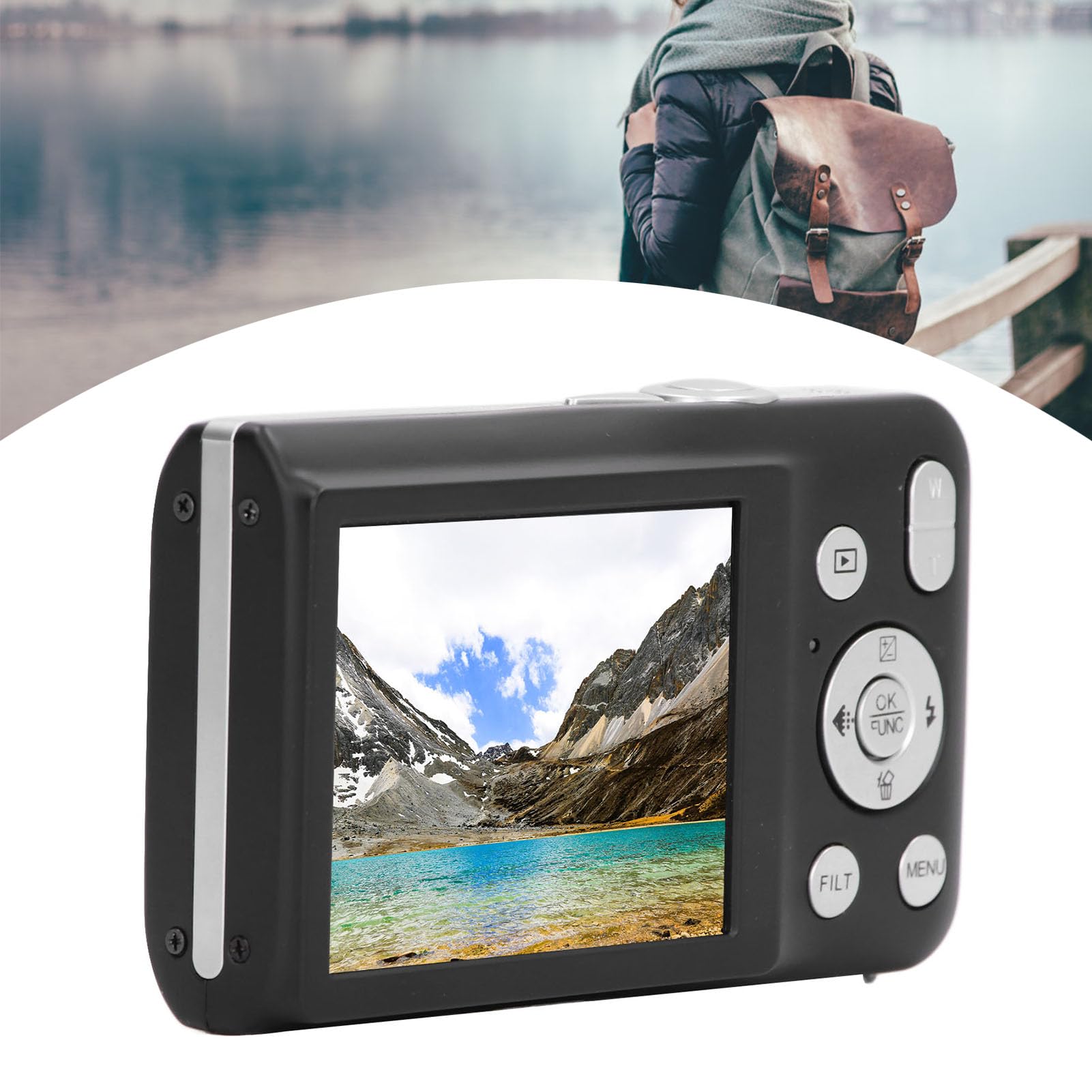 Digital Camera, FHD 8K 68MP Vlogging Camera with 2.7 inch HD Screen, 16X Digital Zoom, Portable Video Camera for Travel, Compact Point and Shoot Camera for Student, Beginner