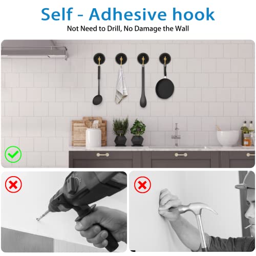 LAOKETON 4 Pack Bath Towel Hook, Heavy Duty Wall Robe Hooks,SUS 304 Stainless Steel Towel Hooks for Hanging Robe, Coat, Hats, Kitchen Utensil, Wall Mounted. (Matte Black)