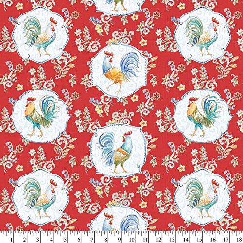 Rooster Ditsies Cotton Fabric - 1-Yard PRECUTS