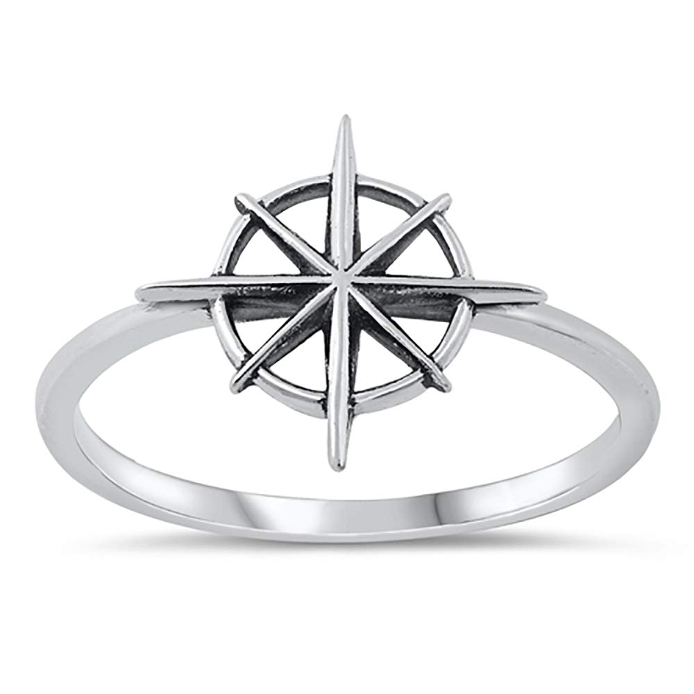 CloseoutWarehouse 925 Sterling Silver Oxidized Ships Wheel Ring Size 7