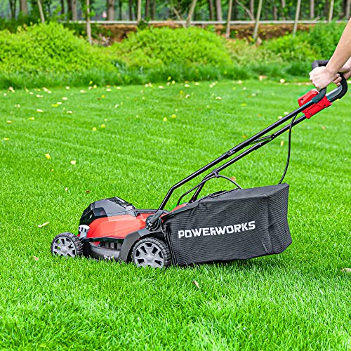 POWERWORKS XB 40V 14" Cordless Push Mower, 4Ah Battery and Charger Included LMF334