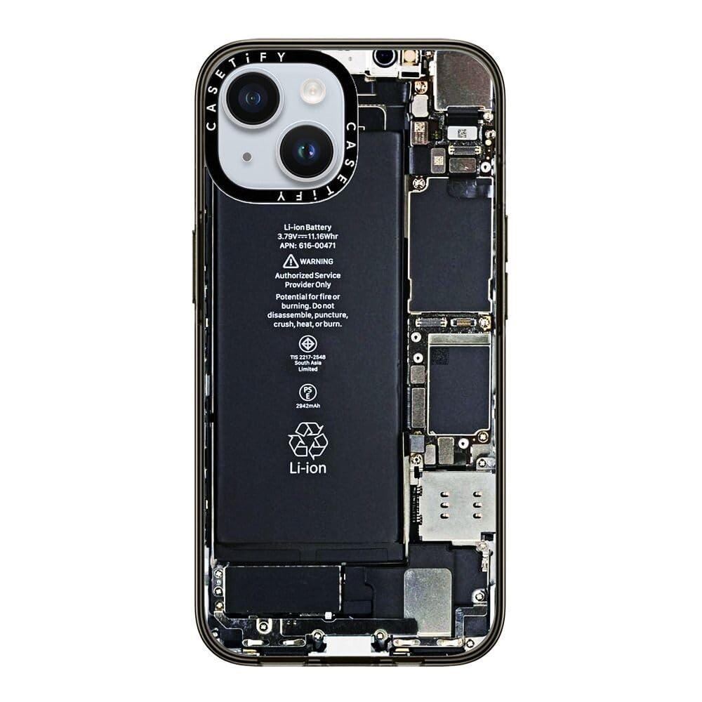 Casetify Compact Case for iPhone 15 [2X Military Grade Drop Tested / 4ft Drop Protection] - Inside Parts - Clear Black CTF-8700029-16006037