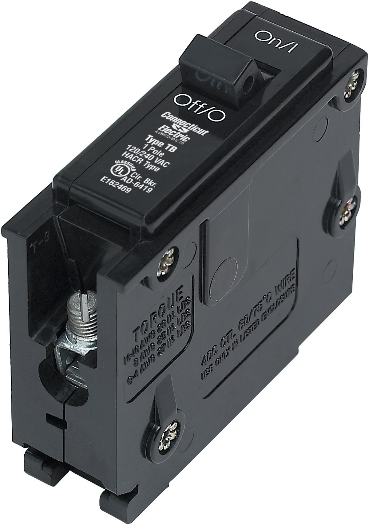 Connecticut Electric TB UBITB150C UL Classified Circuit Breaker, 1-Pole 50-Amp, Black