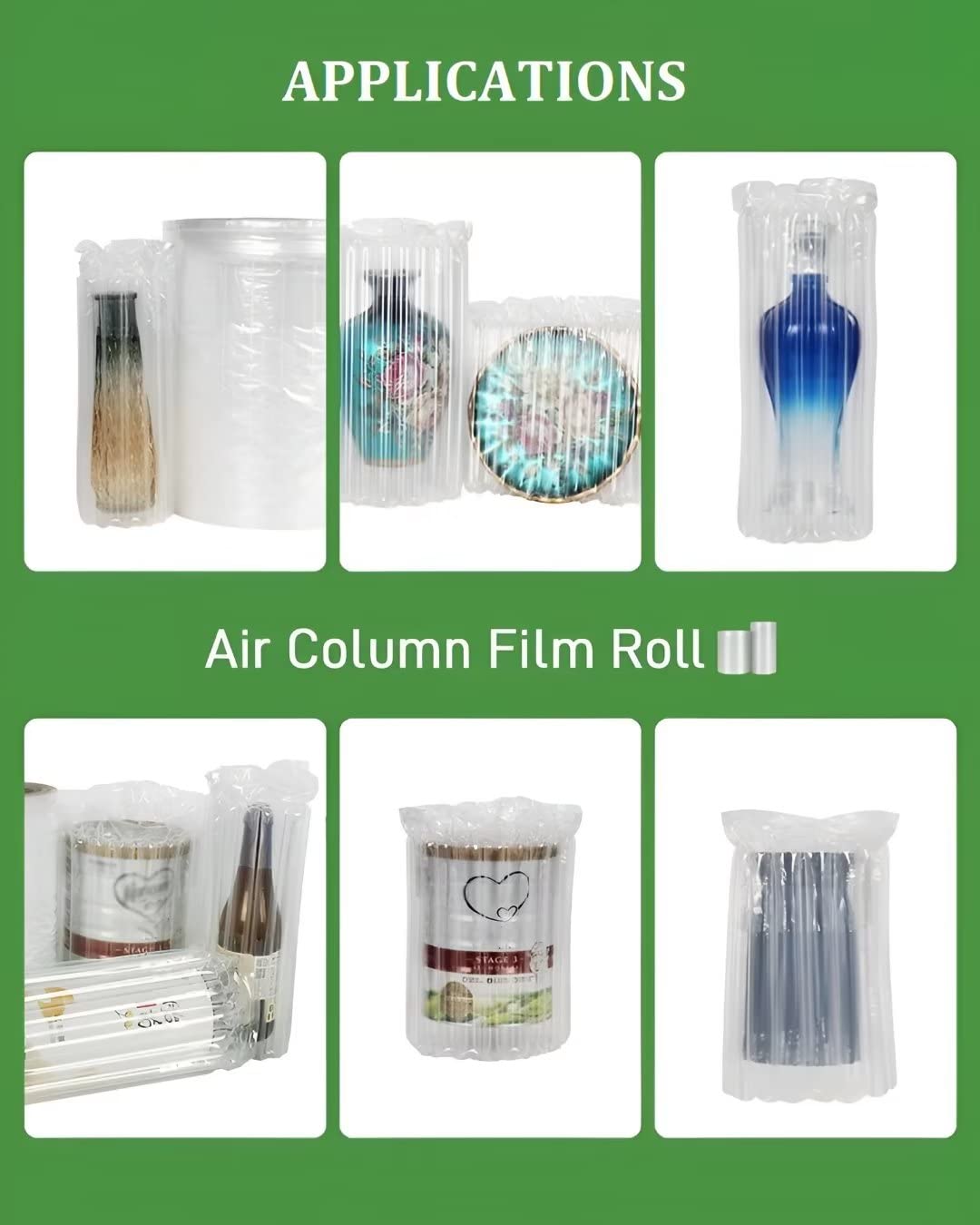 BZQZDAI 7.87" × 33 Feet Tear-able Air Column Rolls Inflatable Air Cushioning Wrap Roll Packaging Air Bubble Cushion Film for Packing,Shipping and Moving with Free Pump