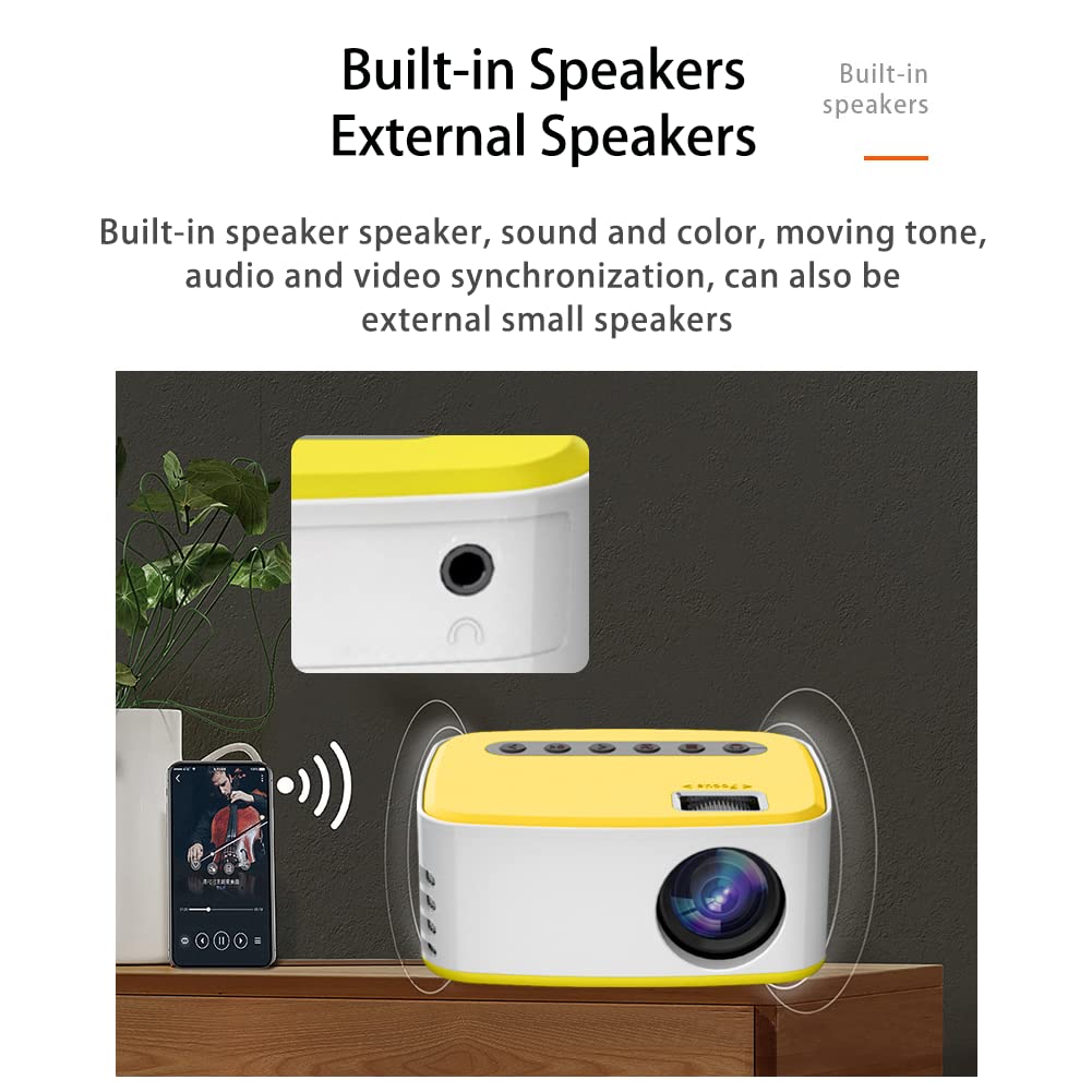 Portable Mini Projector, HD 1080P WiFi USB Bluetooth Wireless Cinema Projector,Built in Speakers,Kids Cartoon Home Theater Beamer,for USB/Mobile Hard Disk/Phone,for Outdoor Movie Video Projector(US)