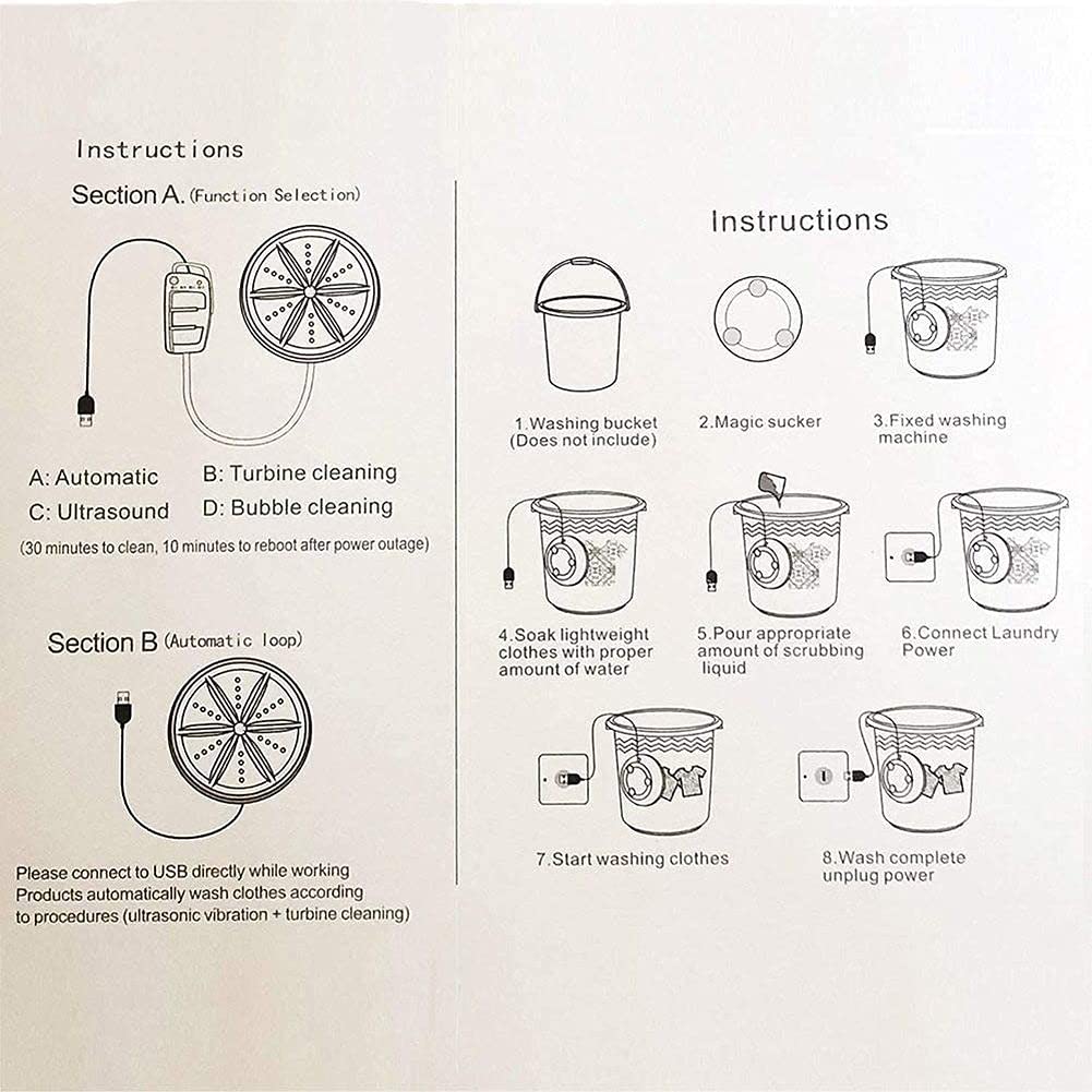 Portable Mini Washing Machine,3 In 1 Automatic Mini Washing Machine Ultrasonic Lightweight Turbo Washer With USB Cable,for Travel, Family Business Travel