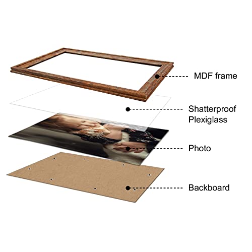 PQSNZ 16x20 Picture Frame Brown Poster Frame for Wall Mounting or Tabletop Display 20x16 Rustic Picture Frames collage Wall Decor Set of 2