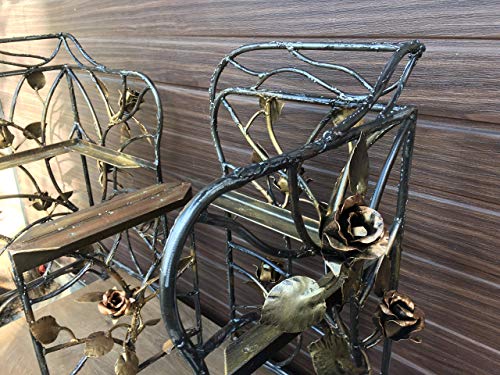 Garden bench consisting of 3 parts made in the technique of the artistic forging, floral decor