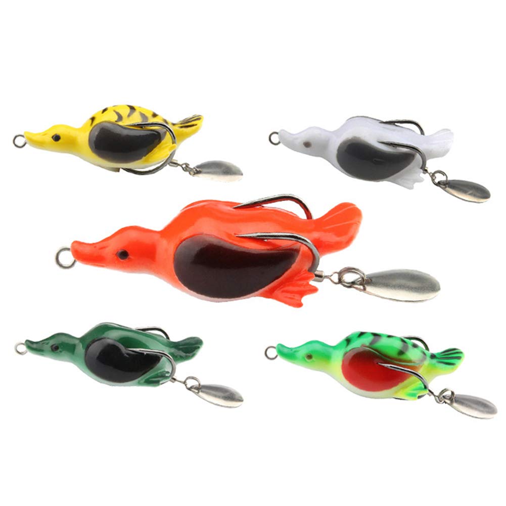 Connoworld Simulation Duck Fishing Bait Soft Lure Tackle Tool with Hook Swivel Sequin Plate - Red
