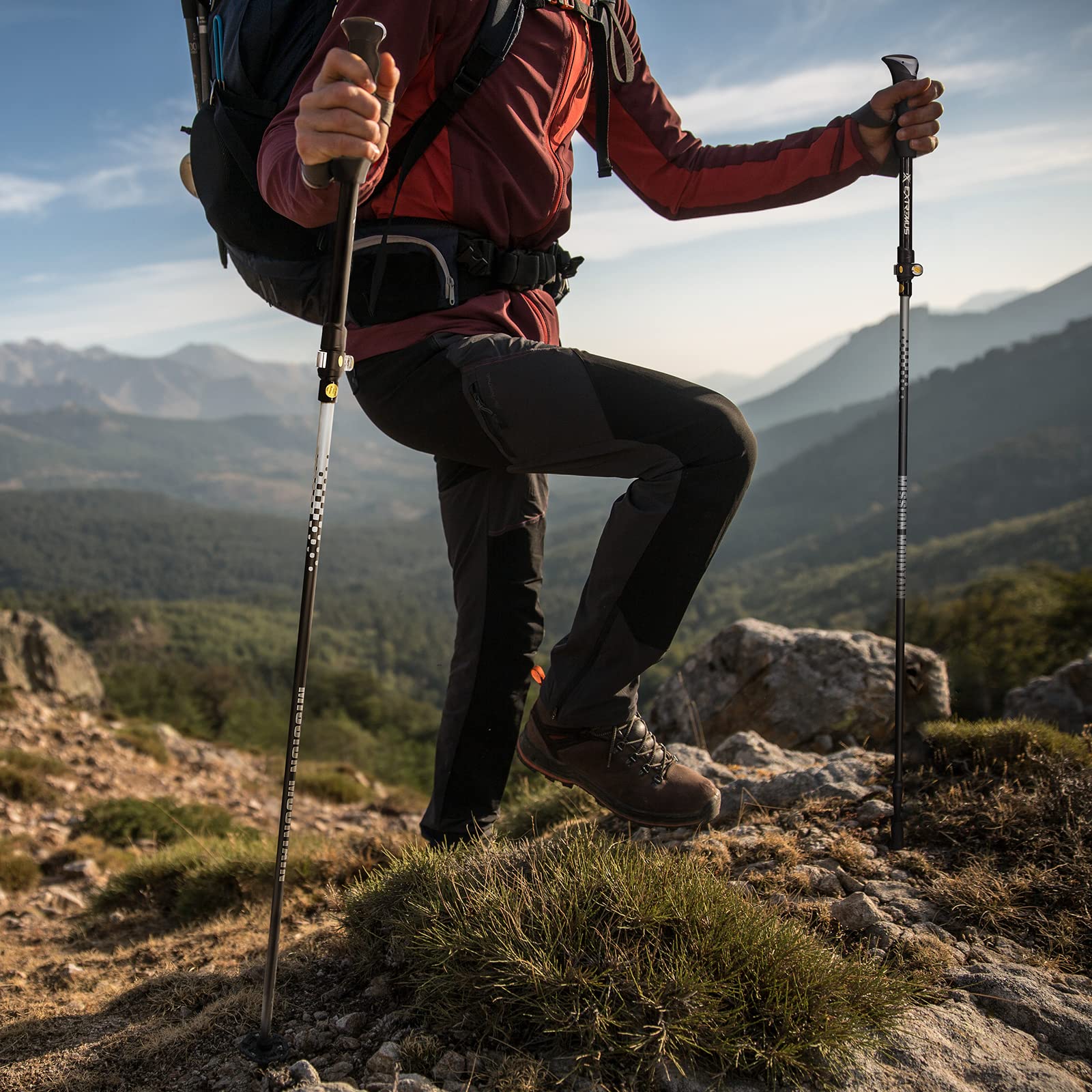 Extremus Collapsible Trekking Poles for Hiking, Lightweight Hiking Poles, 2-pc Pack Durable Aluminum Adjustable Walking Sticks with Quick Lock System for Camping, Travel, Seniors, Men, Women
