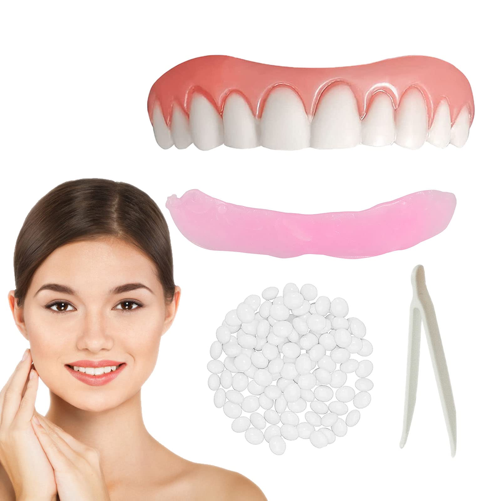 Fake Teeth, Dentures Teeth for Upper and Lower Jaw, Nature and Comfortable, Protect Your Teeth and Regain Confident Smile (1set)