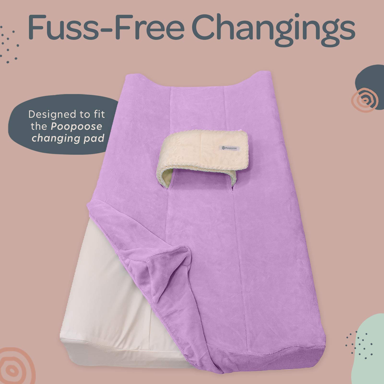 PooPoose Baby Changing Pad - PooPoose Changing Pad Cover Lavender Diaper Mat for Table, Dresser, Change Station, Soft Secure