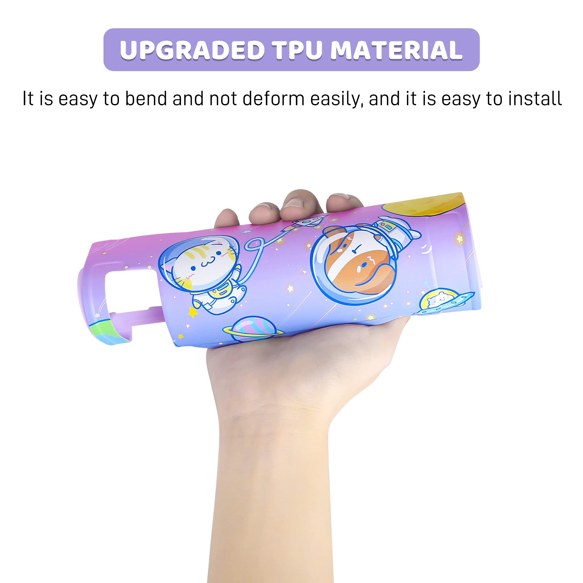 FANPL Purple Case for Nintendo Switch, Soft TPU Protective Case Compatible with Switch Console and Joy Con Controller, Cute Dockable Shell, Kawaii Switch Skin Accessories - Universe Cat & Dog Pattern