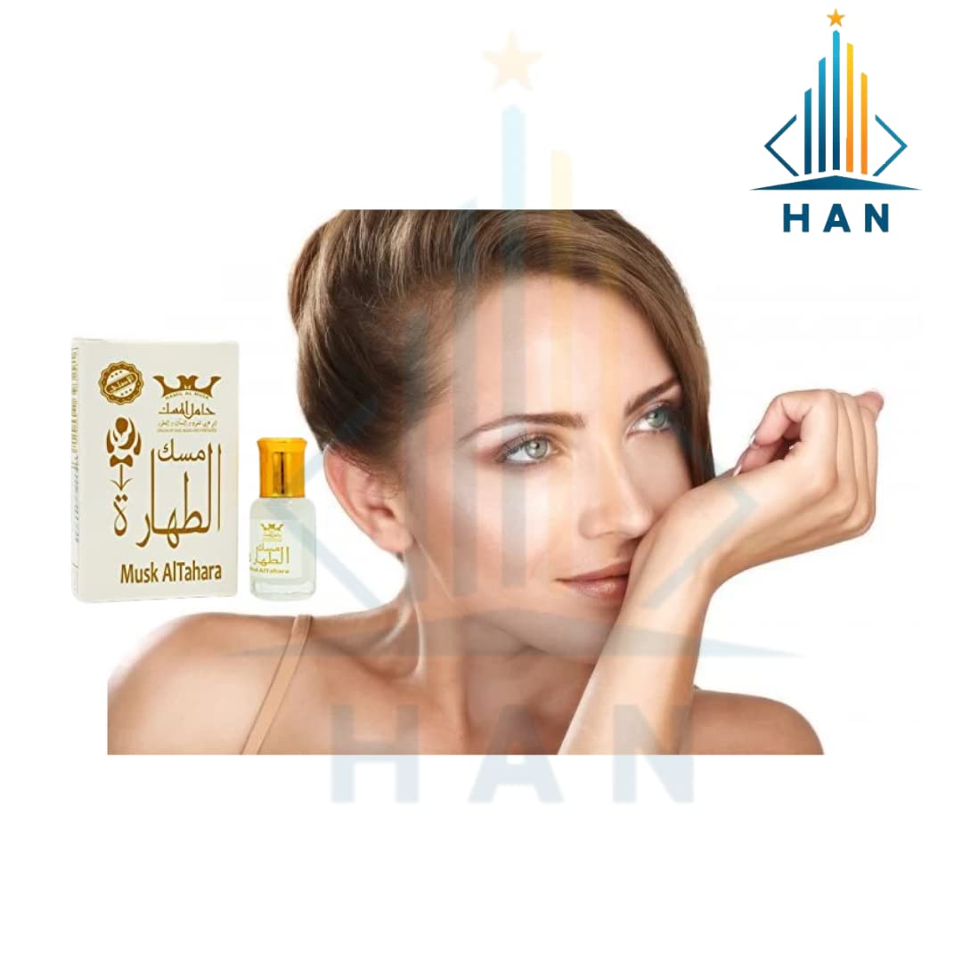 H A N Musk Al Tahara Saudi Al Tahara Musk for Body Al Tahra Perfume White 5 ml Alcohol Free (1 bottle = 5 ml / 0.16 fl oz ) مسك الطهارة الابيض,5.0 milliliters