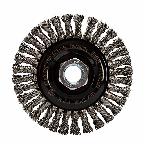 DEWALT Wire Wheel, Stainless, Stringer Bead , 4-Inch x 5/8-Inch, 11 HP, .020-Inch (DW49204)