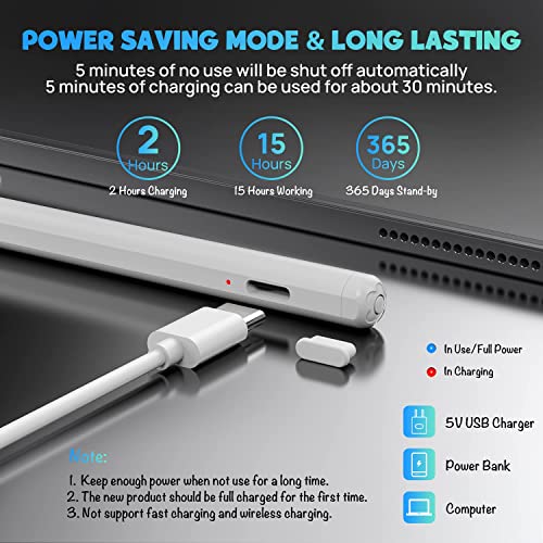 Stylus Pen for iPad with Palm Rejection, Tilt Sensitivity, ZVFBC iPad Pencil for Touch Screens Compatible with iPad Air 3rd/4th/5th, iPad Pro 11/12.9 inch, iPad 6th/7th/8th/9th/10th, iPad Mini 5th/6th