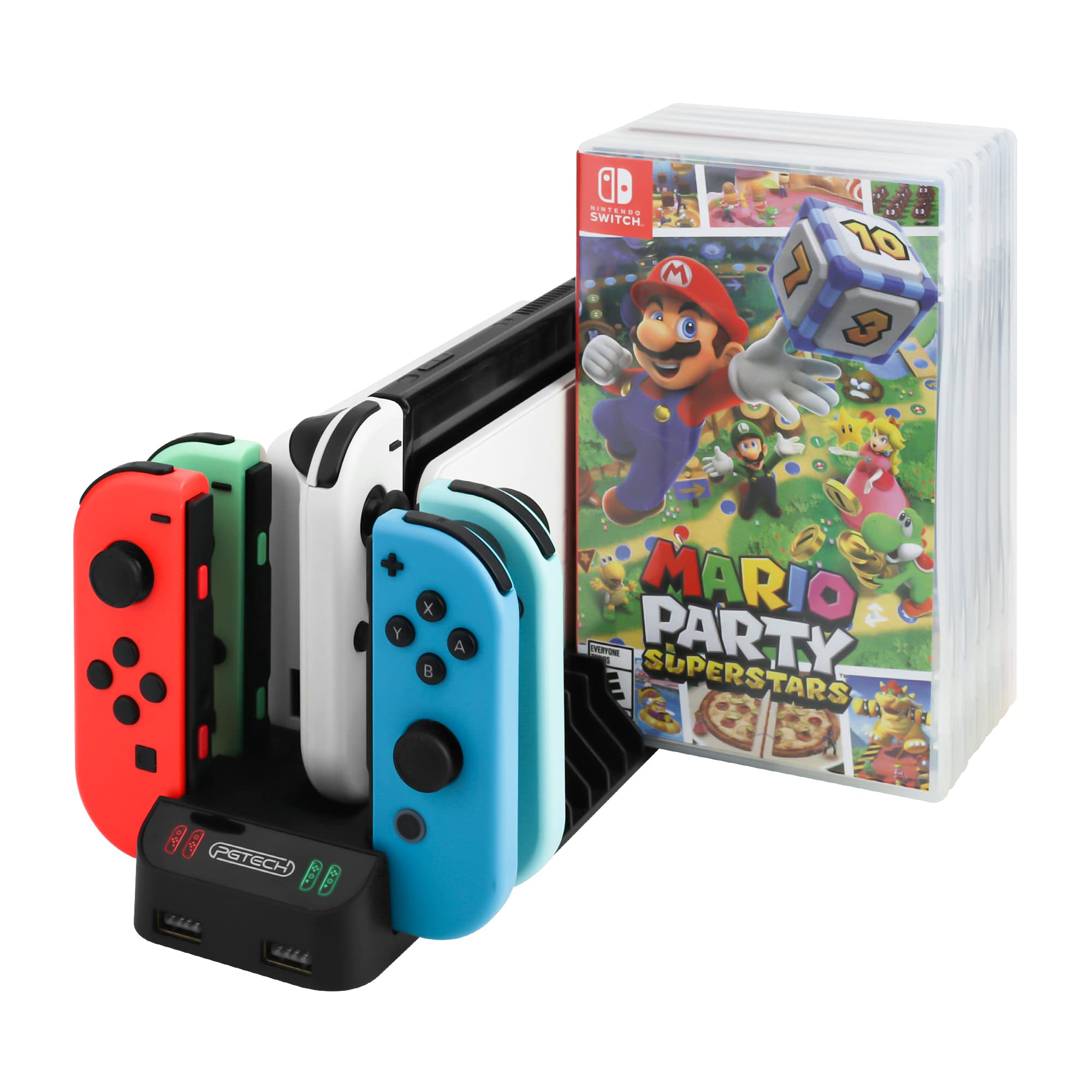 FANPL Switch Controller Joycons Charging Stand Dock for Nintendo Switch & OLED with 13 Game Card Boxes Storage - LED indicator light & 2 USB 2.0 Plug