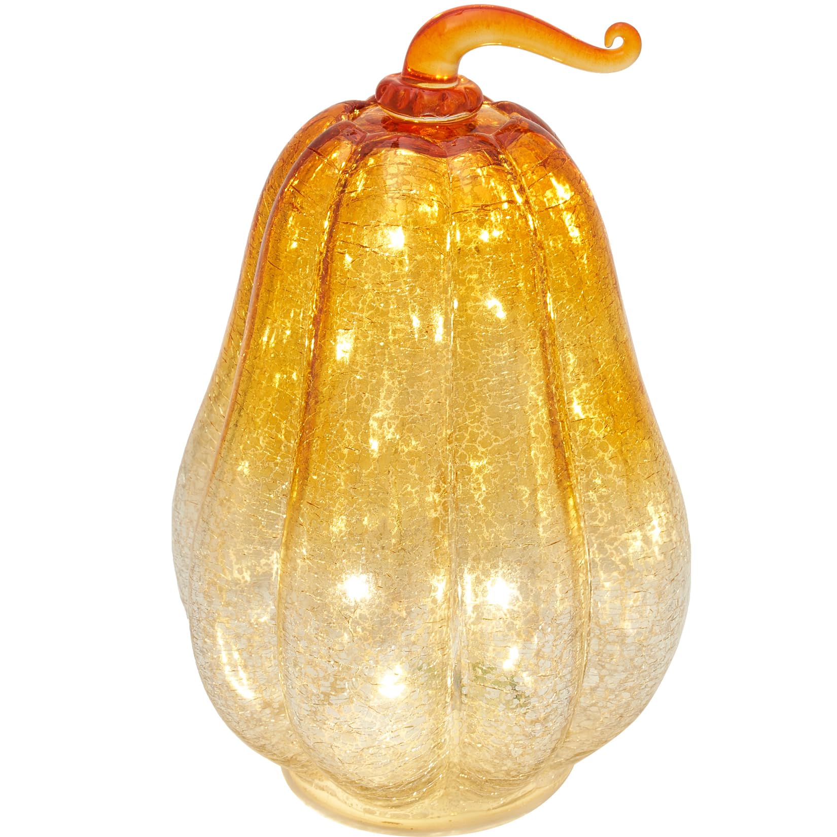 Lamris Pumpkin Decor Mercury Glass Pumpkin Lights Cracked 8 Inches Fall Table Centerpiece Farmhouse Autumn Home Thanksgiving Decorations