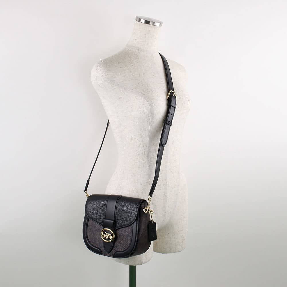 Coach Crossbody Bag Saddle Leather Cross Body (Brown/Black)
