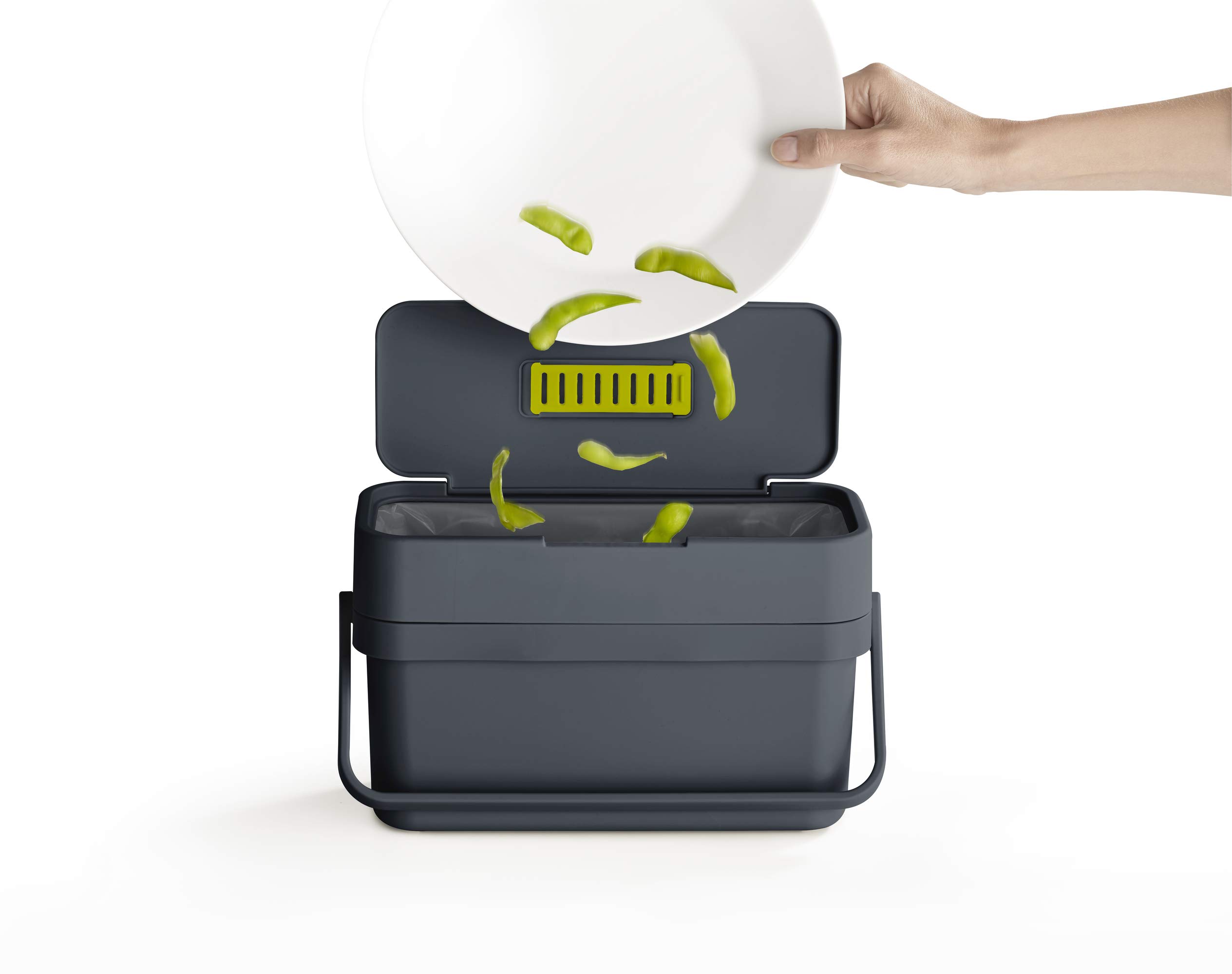 Joseph Joseph 30107 Mountable Compo 4 Food Waste Easy-Fill with Adjustable Air Vent Caddy, 4-Liters (1 US Gallon), Graphite