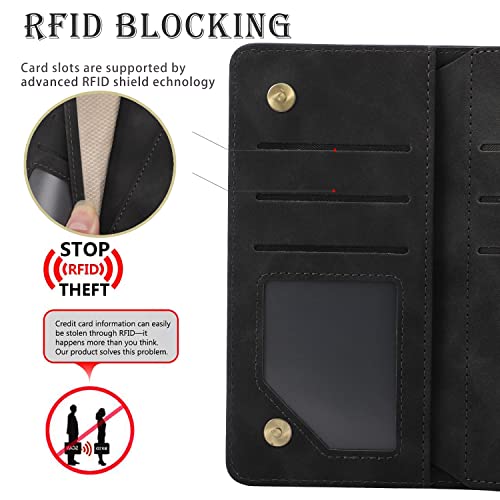 RANYOK Compatible with [US Version] Galaxy A03S Wallet Case, Premium PU Leather Zipper Folio RFID Blocking with Card Slot Wrist Strap Magnetic Closure Protective Phone Case for A03S (Black)