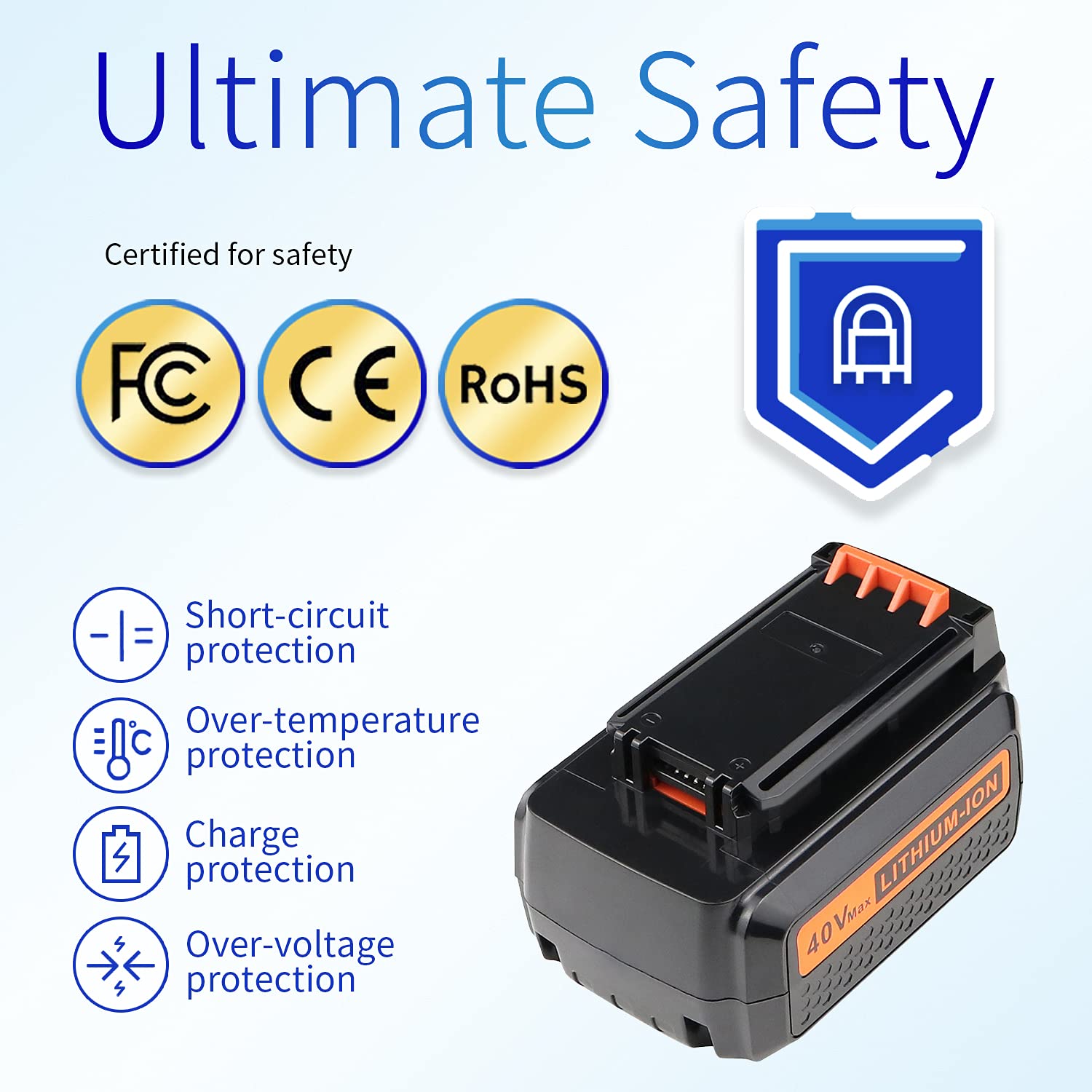 Powerost 40V MAX Lithium Battery: Replacement for Black and Decker 40 Volt LBX2040 LBXR2036 LBXR36 LBX1540 LBX2540 Compatible with 36V Li Ion Charger