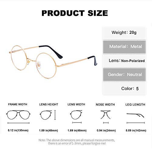 EYLRIM Small Round Clear Lens Glasses for Women Men Circle Metal Frame Eyeglasses(B1 Gold)