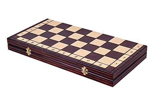 The Alcazar Chess Set an Unique Hand Crafted Wood Chess Pieces with a 5 inch King, 22.8 inch Wooden Chess Board that Folds for Chess Piece Storage