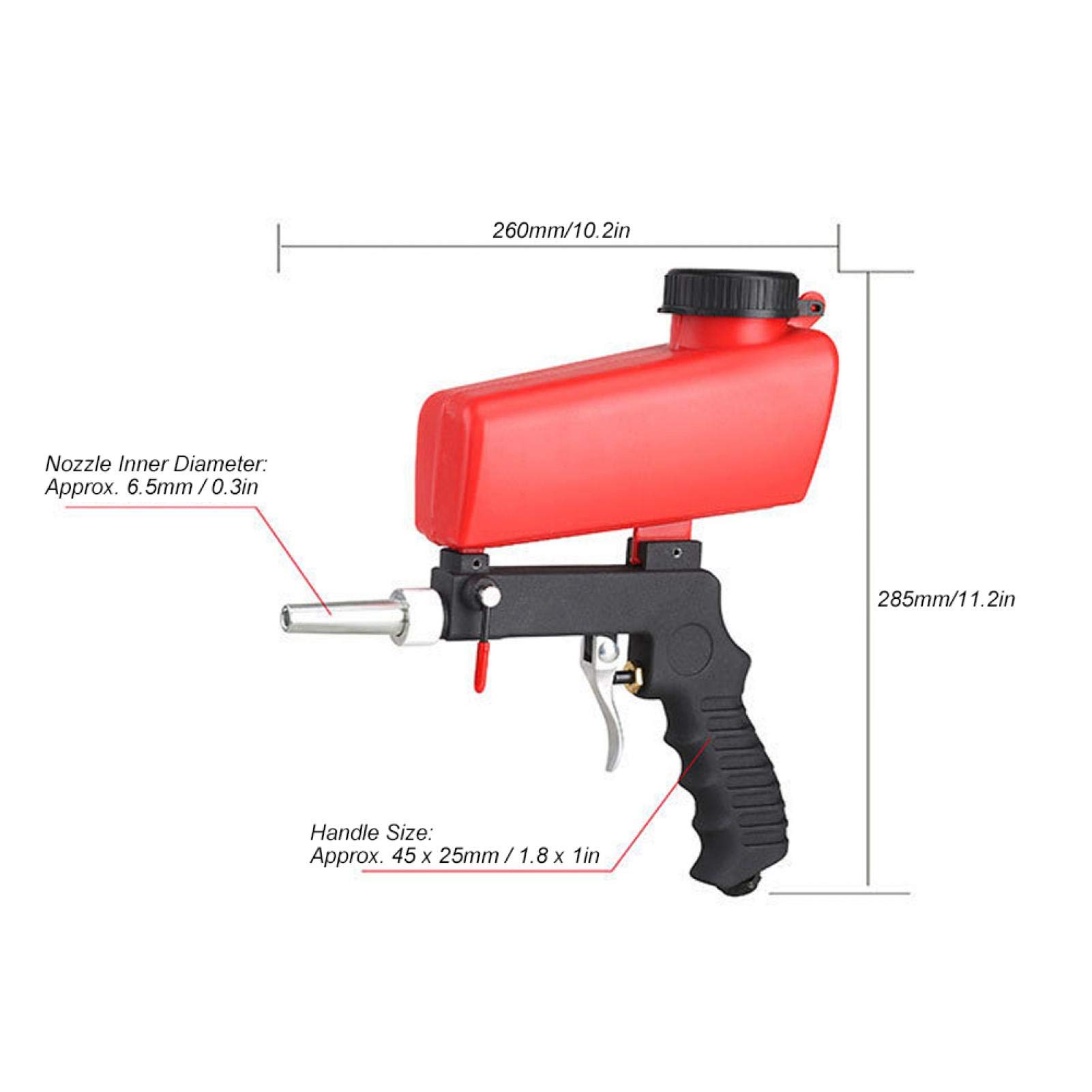 Pneumatic Sandblasting Gun, Small Handheld Sand Blaster Machine Blasting Tool 90PSI 21lbs Capacity