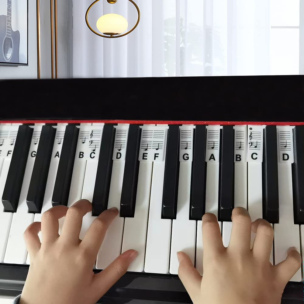 Fansoun Piano Notes Guide for Beginner, Removable Piano Keyboard Stickers for Learning, for 88-key Full size, Made of Silicone, Reusable and Piano Gifts for Beginner