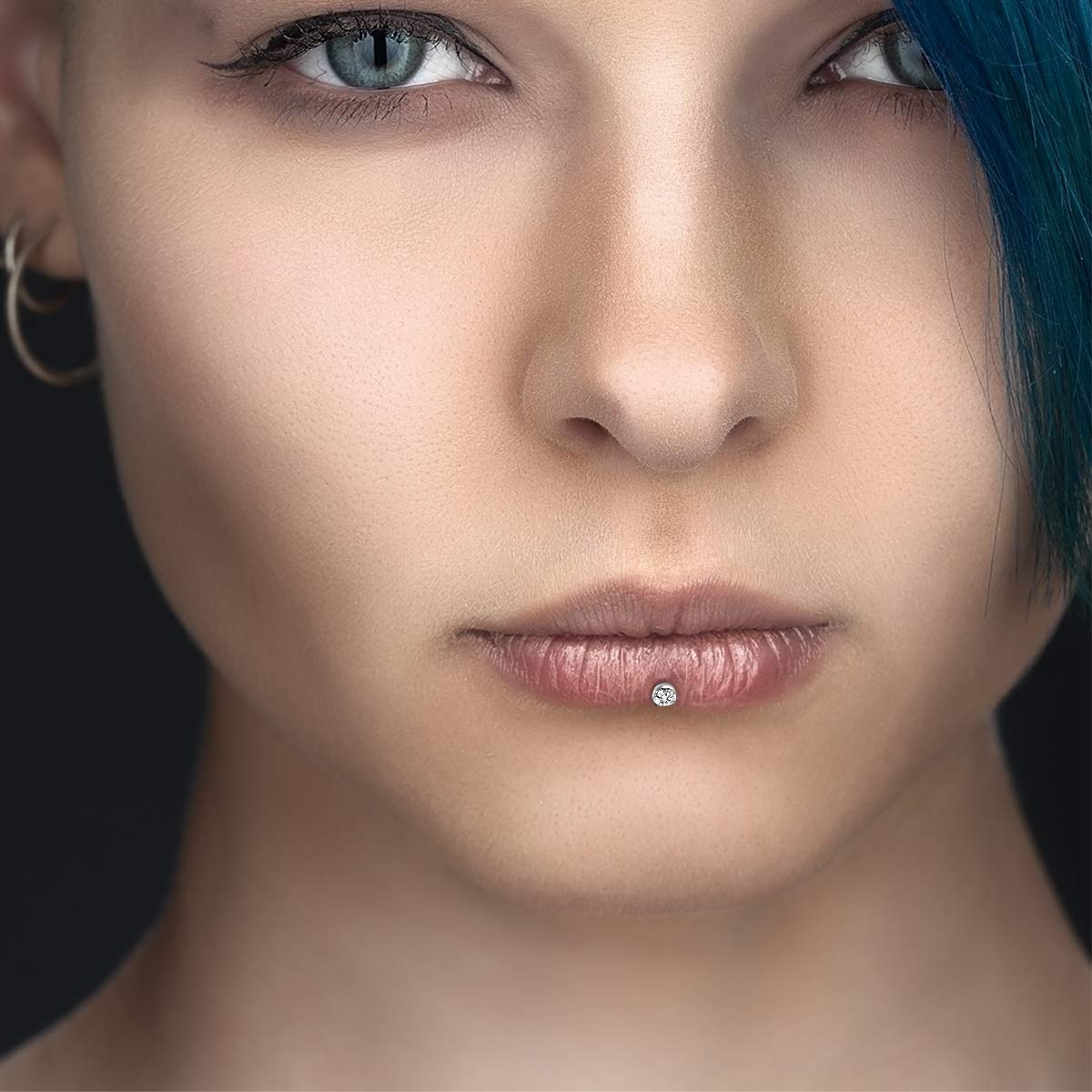 CrazyPiercing 10Pcs 16G Lip Rings 6mm 8mm 10mm Labret Monroe Lip Ring Stainless Steel Nose Studs Piercing Internally Threaded Piercing Jewelry with 4mm CZ (8)