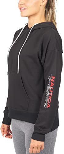 Nautica Competition Women's Active French Terry Pullover Sweatshirt Hoodie W/Pockets (Small, Black 2)