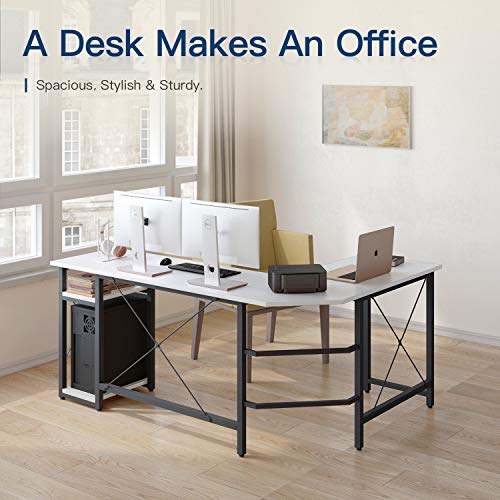 Coleshome L Shaped Computer Desk 66" with Storage Shelves Gaming L Desk Workstation for Home Office Wood & Metal, Gary
