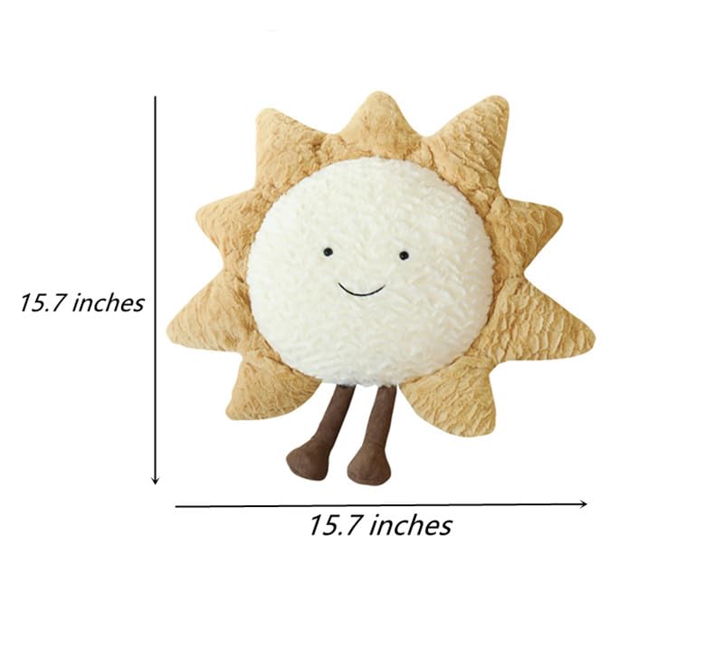JOSON Cozy Sun Pillow Star Moon Sofa Cushion, Soft Bedside Plush Decorative Pillow, can be Used as a Birthday, for Children and Girls (15.7in, Sun)