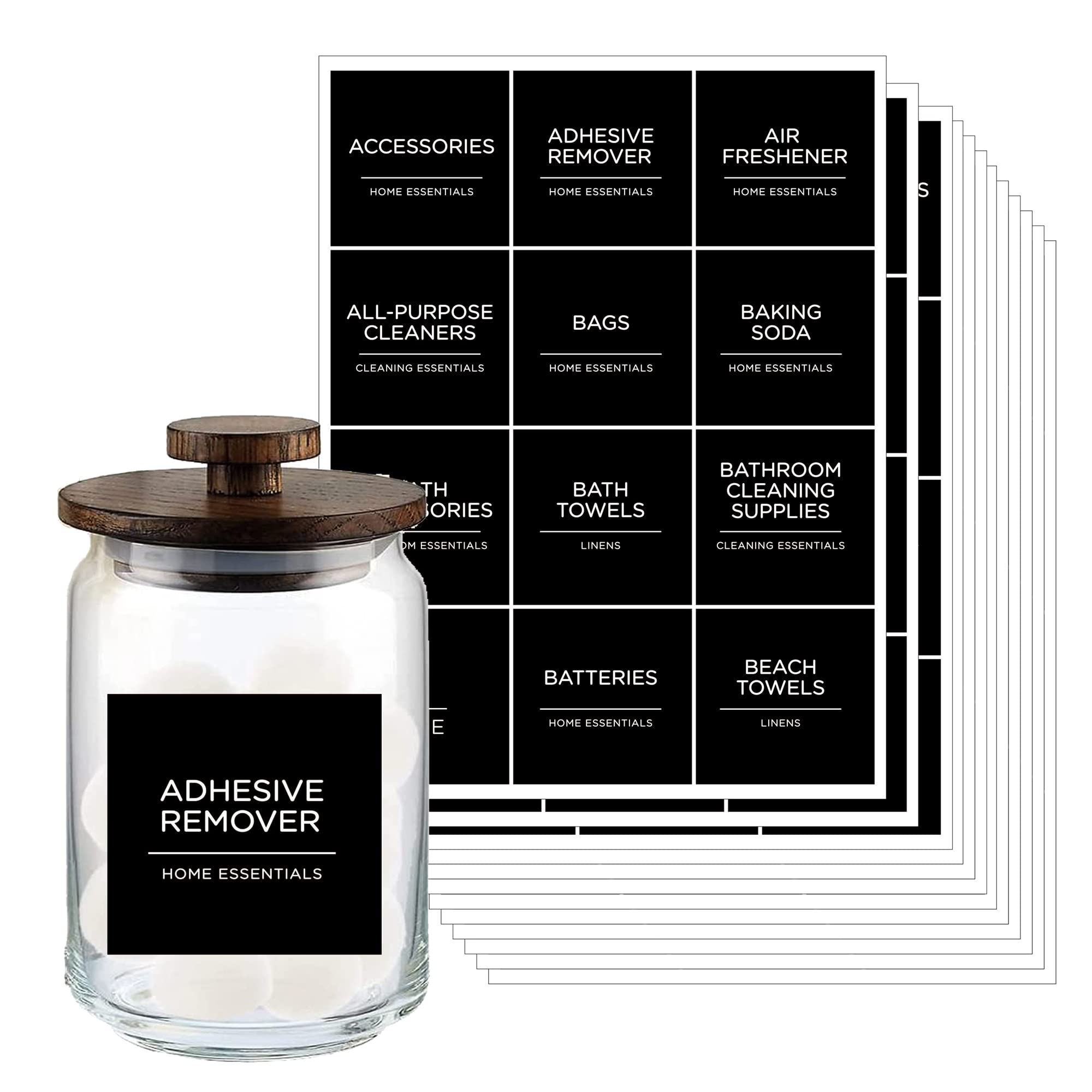 Mageeki 144 Laundry Room Labels for Organizing, Minimalist Laundry Stickers for Containers, Waterproof and Oilproof, Preprinted Organization Labels for Laundry Room, Bathroom (Black)