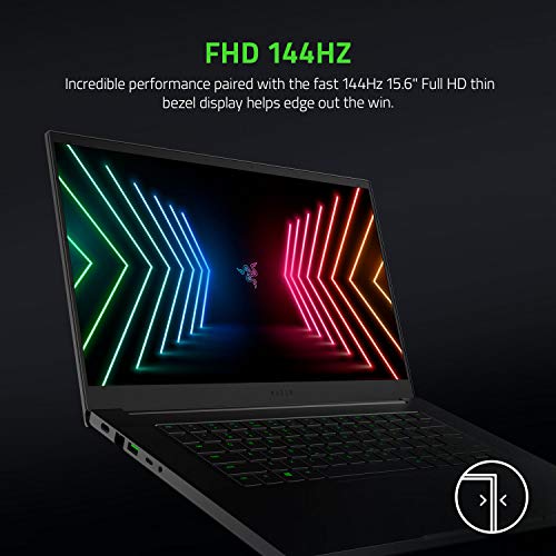 Razer Blade 15 Base Gaming Laptop 2021: Intel Core i7-10750H 6 Core, NVIDIA GeForce RTX 3070, 15.6" FHD 1080p 144Hz, 16GB, 512GB SSD - CNC Aluminum - Chroma RGB Lighting - Thunderbolt 3