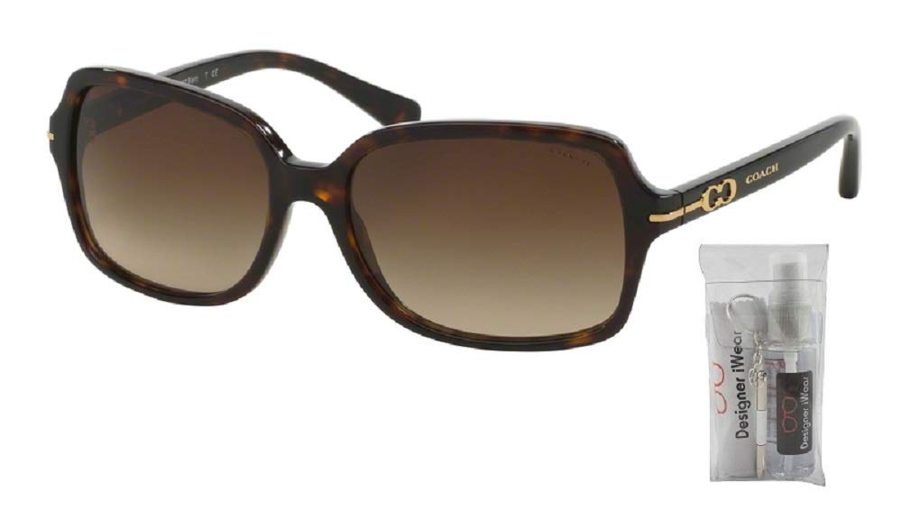 Coach HC8116 BLAIR 500113 56M Dark Tortoise/Brown Gradient Rectangle Sunglasses For Women+ BUNDLE With Designer iWear Eyewear Kit