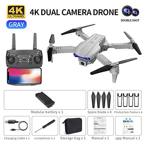 PEKIOGT RC UAV Smart Dual Mini-Drone Camera WiFi Helicopter Foldable 4K FPV Selfie Photo Flying Space Orb