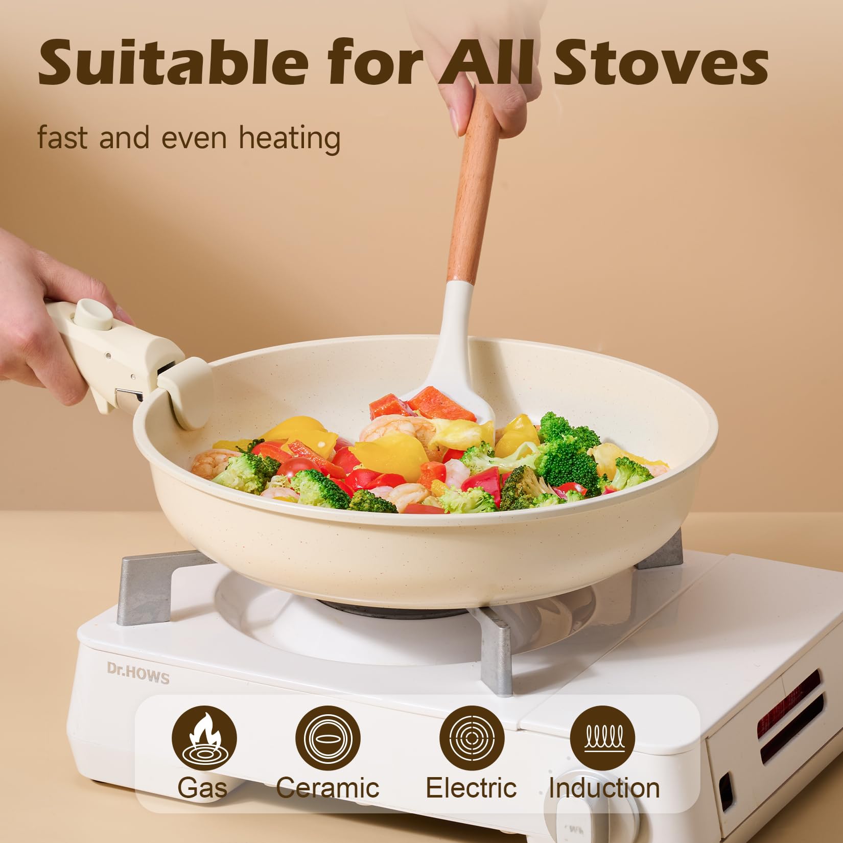 JEETEE Pots and Pans Set Non Stick 24pcs, Kitchen Cookware Sets with Detachable Handle, Induction Nonstick Cookware Set with Removable Handle, Stackable RV Cookware, Oven Safe, PFOA Free, Black