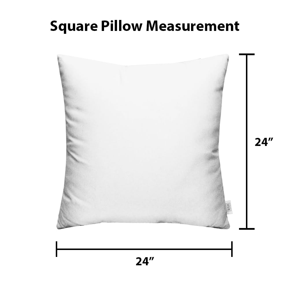 RSH DECOR: Sunbrella Square Throw Pillows Set of 4 | 24" x 24" | Water and Fade-Resistant Performance Fabric | Outdoor Pillow Covers with Down-Alternative Inserts | Milano Cobalt