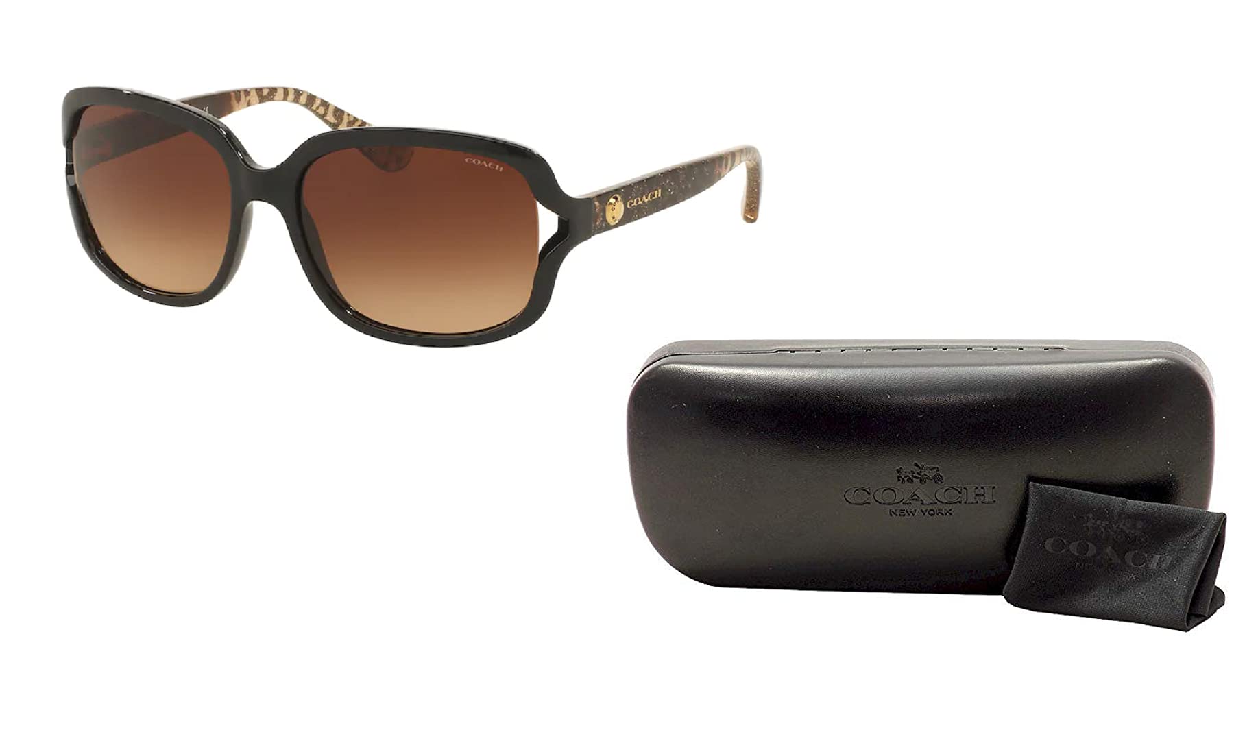 Coach HC8169 57MM Black/Brown Gradient Square Sunglasses for Women + BUNDLE with Designer iWear Eyewear Kit