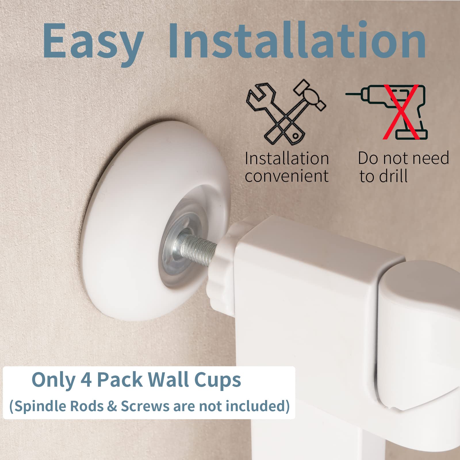 PATAPLUS 4 Pack Baby Gate Wall Protector, Safety Protect Walls & Doorways for Pet & Dog Gates, More Stable Pressure Mounted Extra Wide Baby Gate, Fit for Wall,Doorway, Baseboard, Stairs