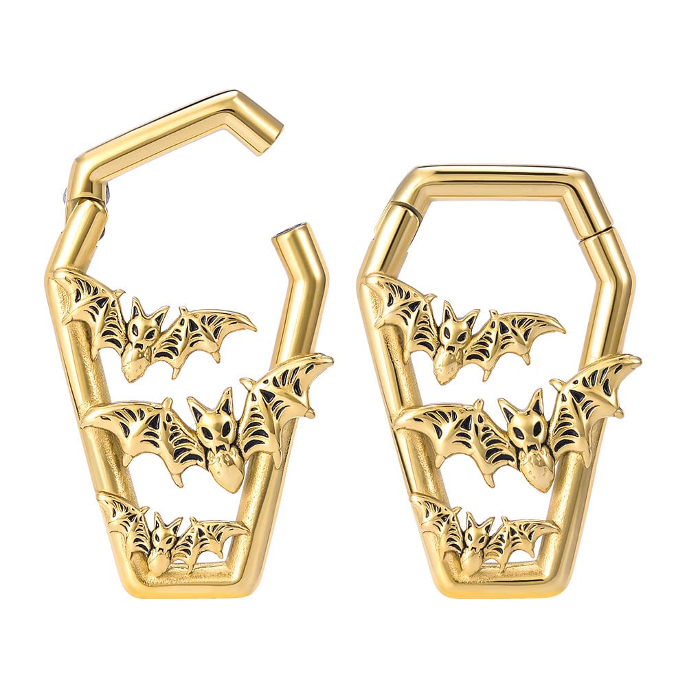 ERKUOO 1 Pair Bat Ear Weights Hangers for Stretched Ears Gauges Ear Plugs Body Piercing Tunnels Anti-allergic Hoop Dangle Gauges Tunnles Earrings 4g(5mm)