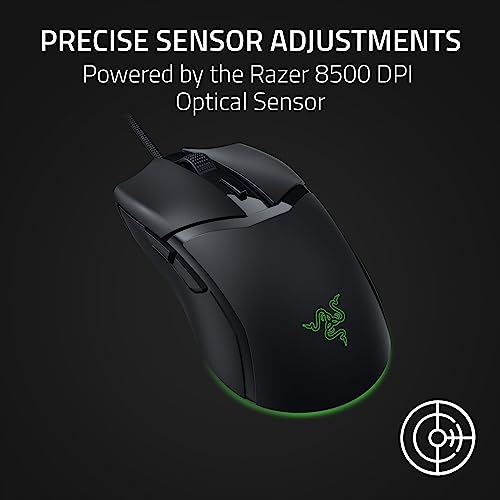 Razer Cobra Wired Gaming Mouse: 58g Lightweight Design - Gen-3 Optical Switches - Chroma RGB Lighting with Underglow - Precise 8500 DPI Optical Sensor - 100% PTFE Mouse Feet - Speedflex Cable - Black